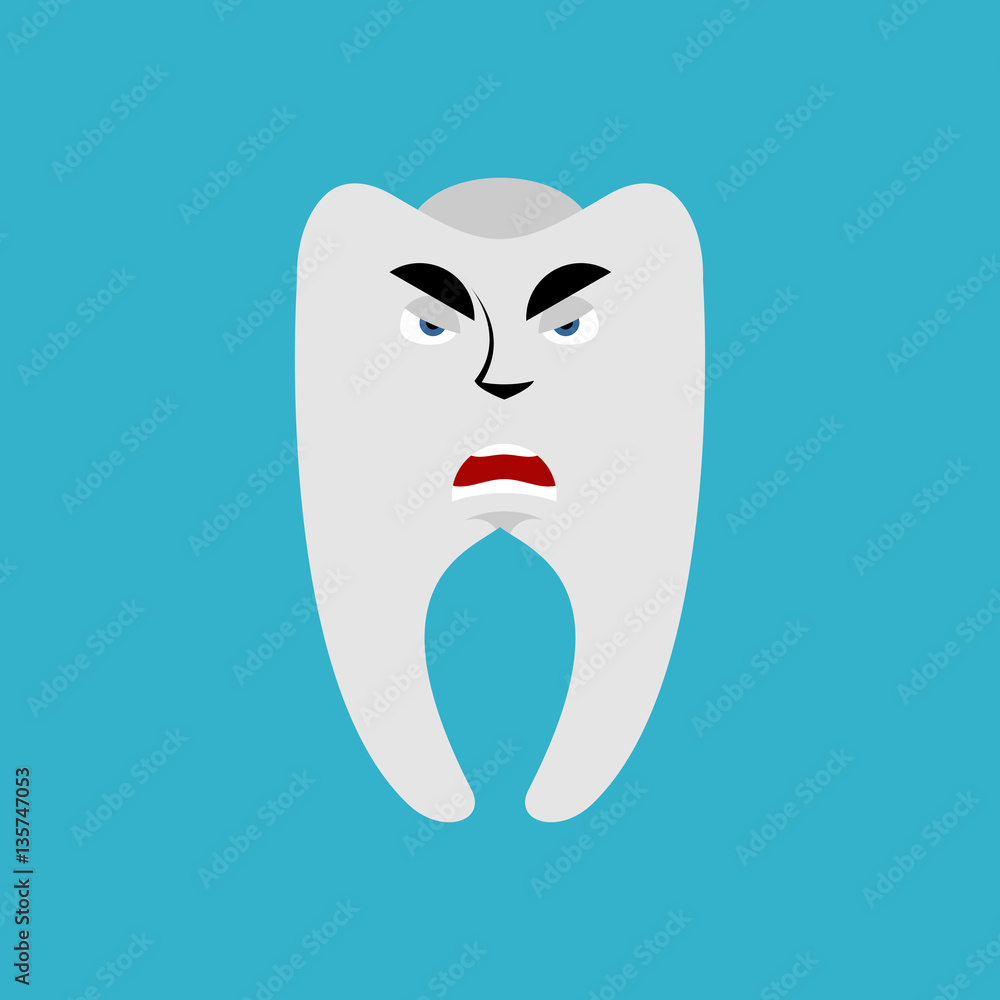 Tooth Angry Emoji. Teeth grumpy emotion isolated Stock Vector | Adobe Stock