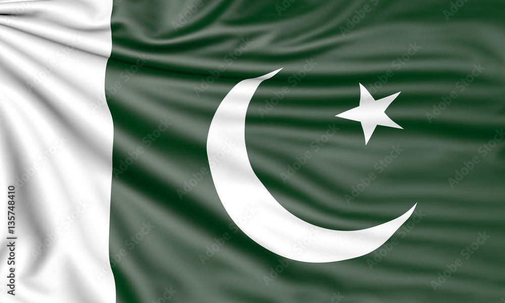 Flag of Pakistan, 3d illustration with fabric texture Stock ...