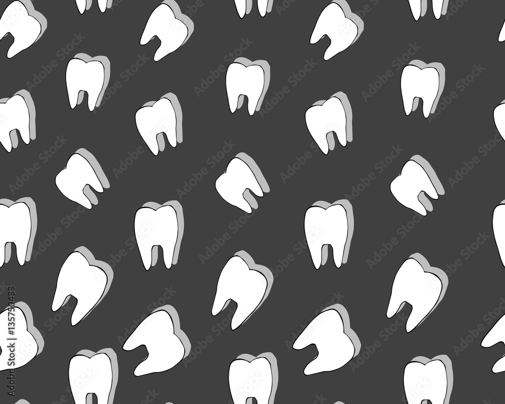 Vector dental seamless pattern: white teeth on gray background Stock ...