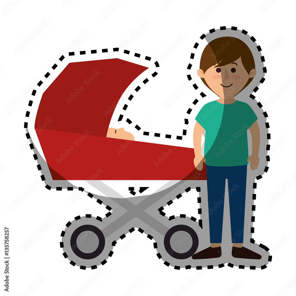 happy family members with baby car vector illustration design Stock ...