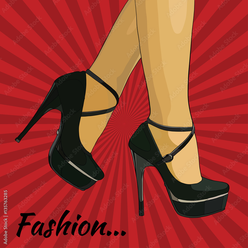Vector illustration of female legs in retro fashion style Stock Vector ...