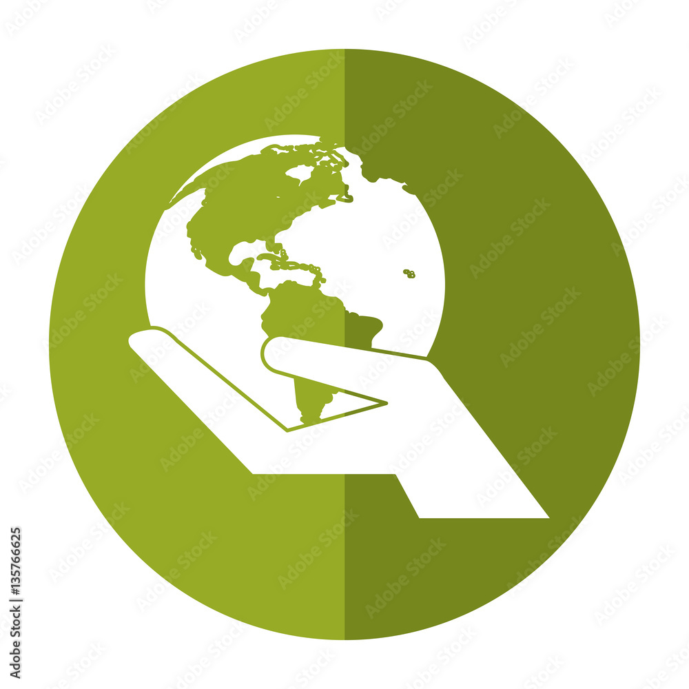 hand holding world concept communication shadow vector illustration esp ...
