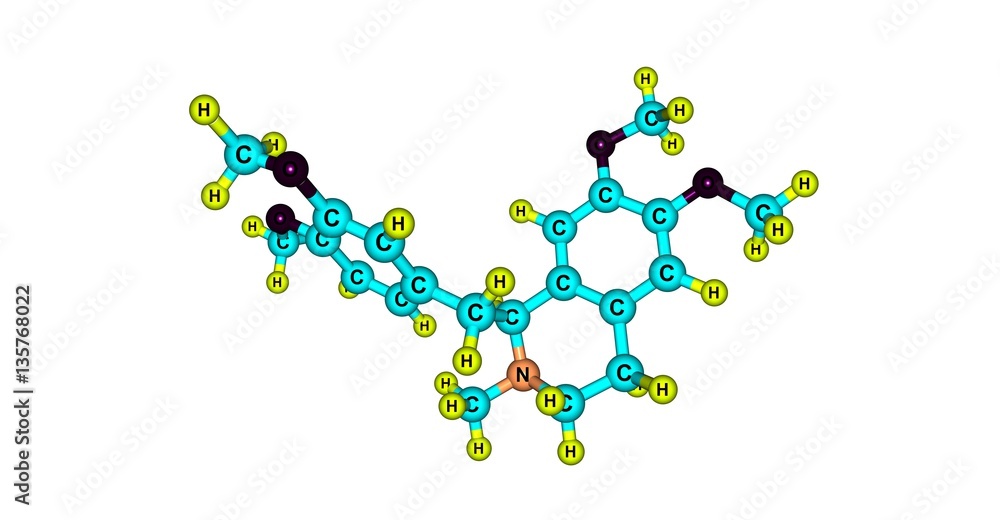 Laudanosine molecular structure isolated on white Stock Illustration ...
