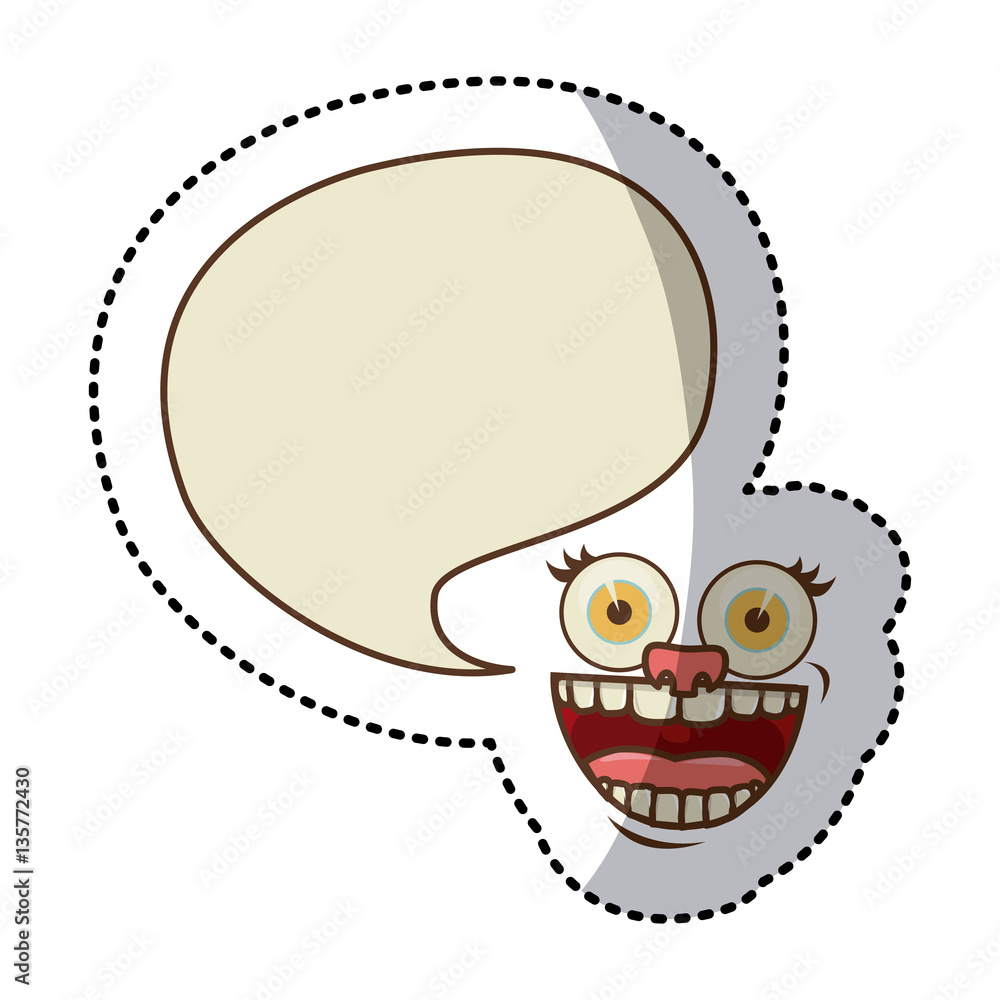 sticker colorful face cartoon gesture with dialog big callout box ...