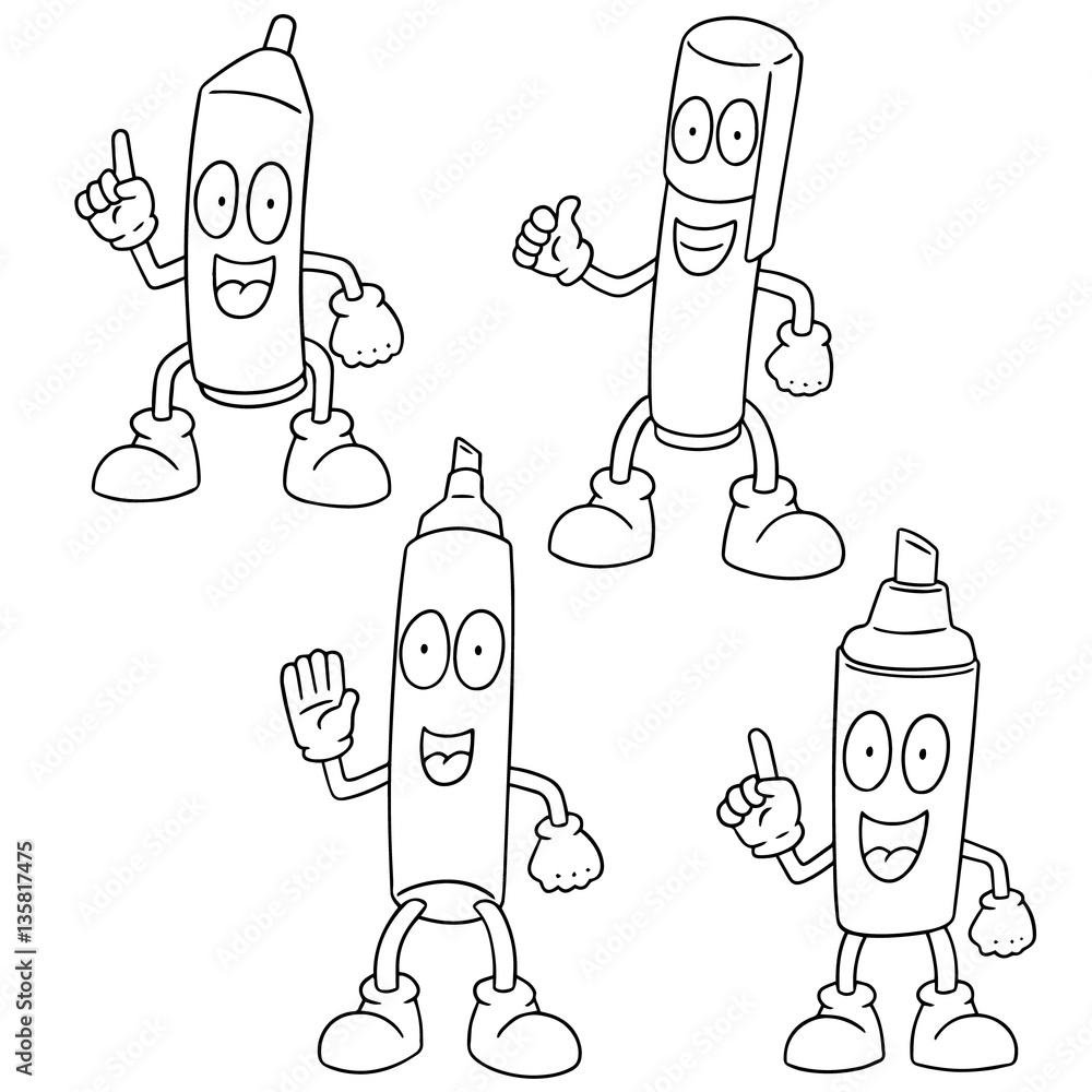 vector set of pen cartoon Stock Vector | Adobe Stock