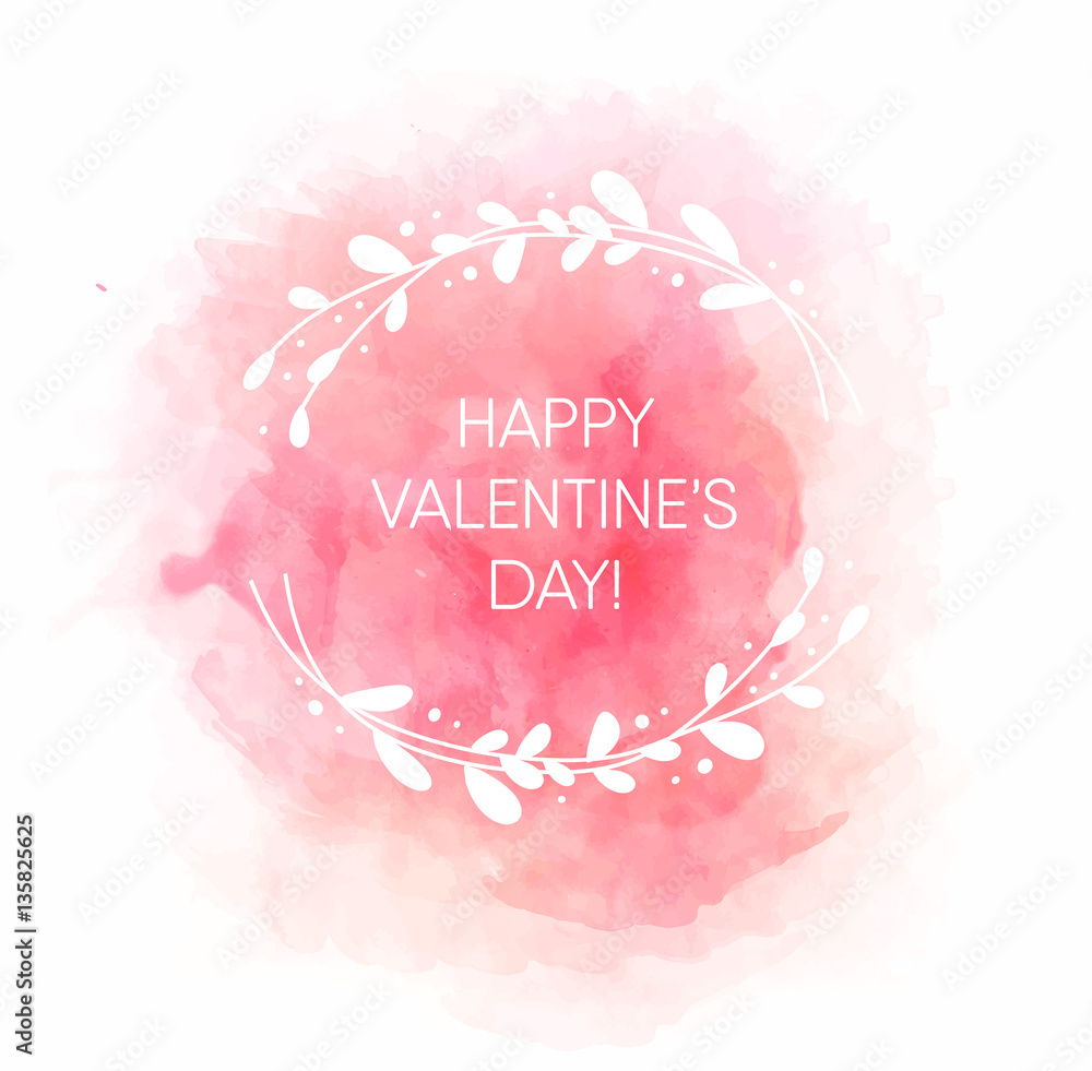 Beautiful card for Valentine's day with watercolor splash vector Stock ...