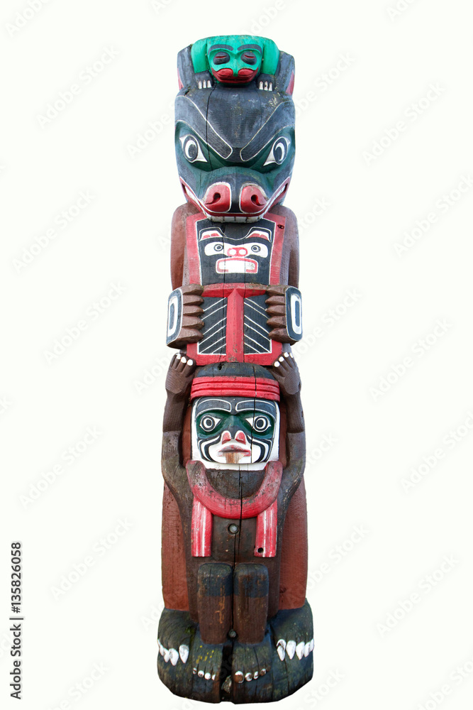Totem pole public art isolated pure white background from Victor Stock ...