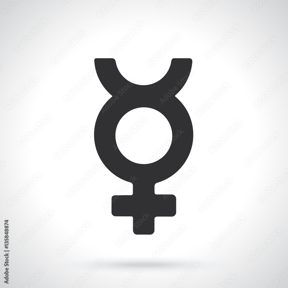 Vector illustration. Silhouette of transgender Mercury symbol. Gender ...