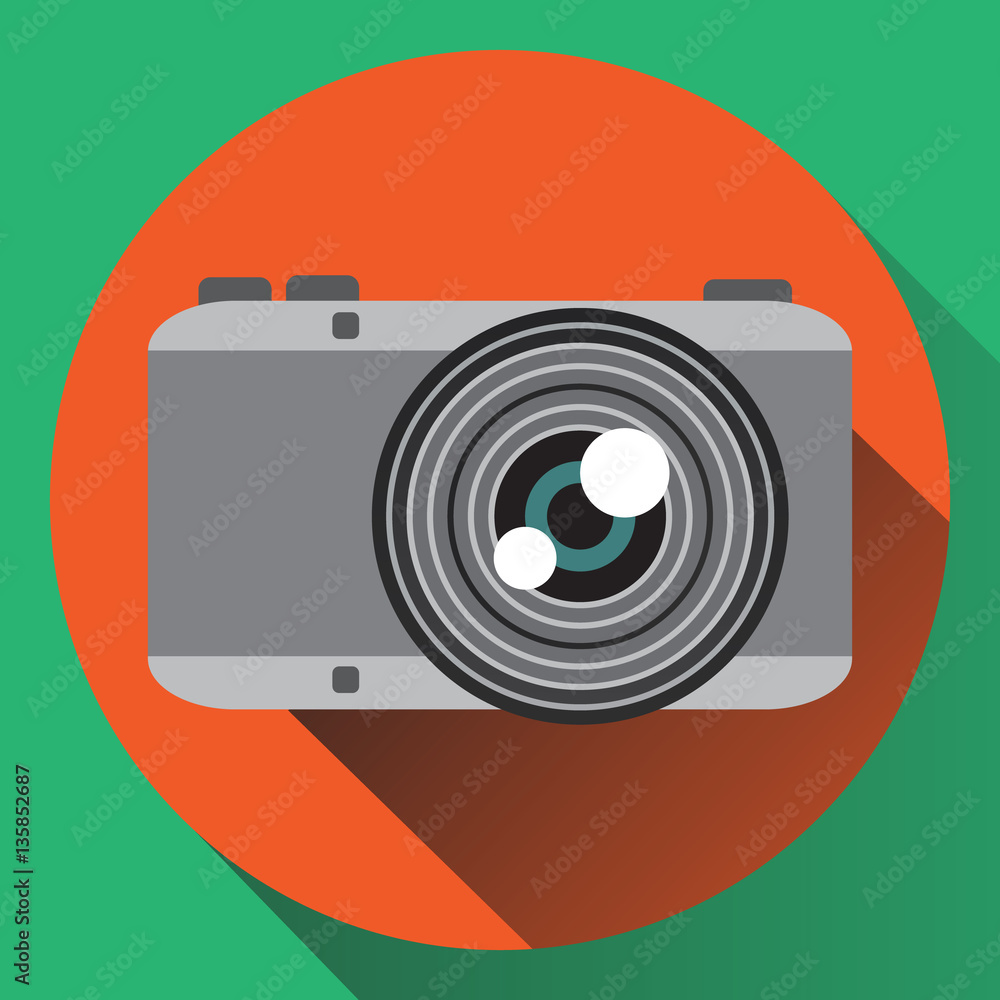 Vector flat style photo camera. Front view. Isolated object Stock ...