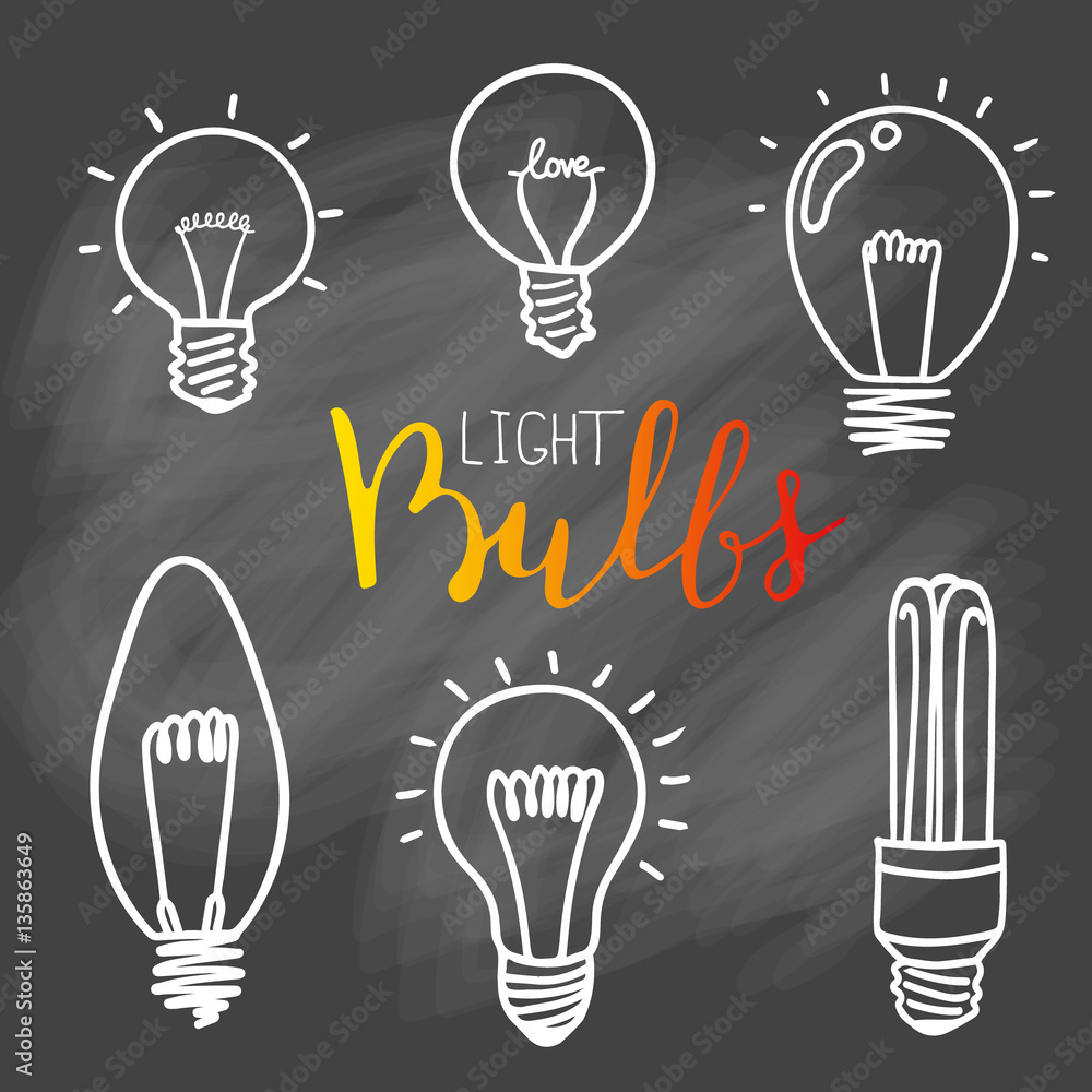 Light bulbs icon set. concept of big ideas inspiration, innovation ...