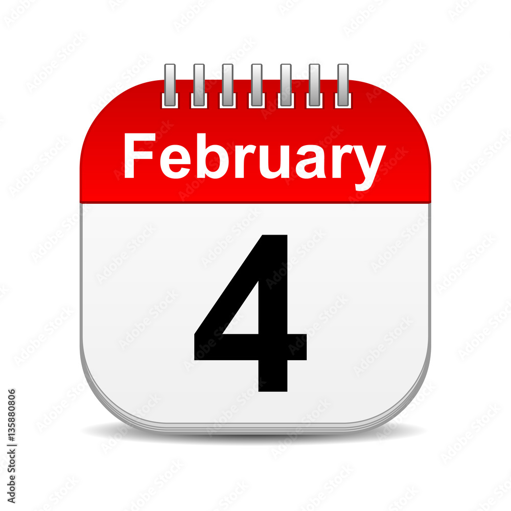 February 4 on calendar icon Stock Illustration | Adobe Stock