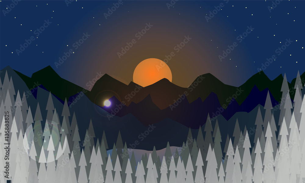 Flat illustration of landscape. Stock Vector | Adobe Stock