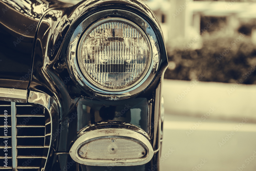 Headlight lamp of retro classic car vintage style Stock Photo | Adobe Stock