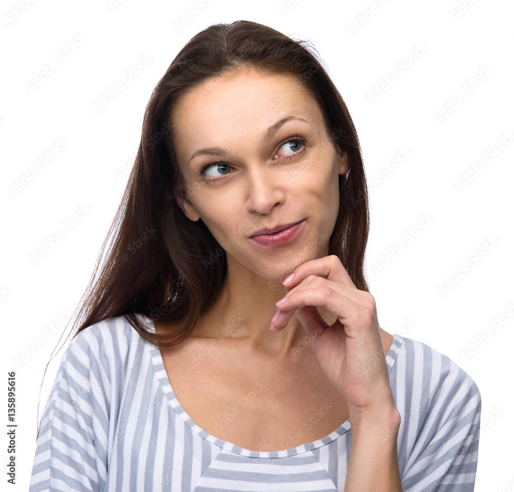 pretty woman thinking Stock Photo | Adobe Stock
