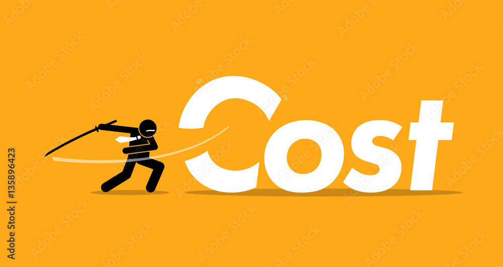 Cost cutting. Vector artwork depicts inflation, reducing expenses, and ...