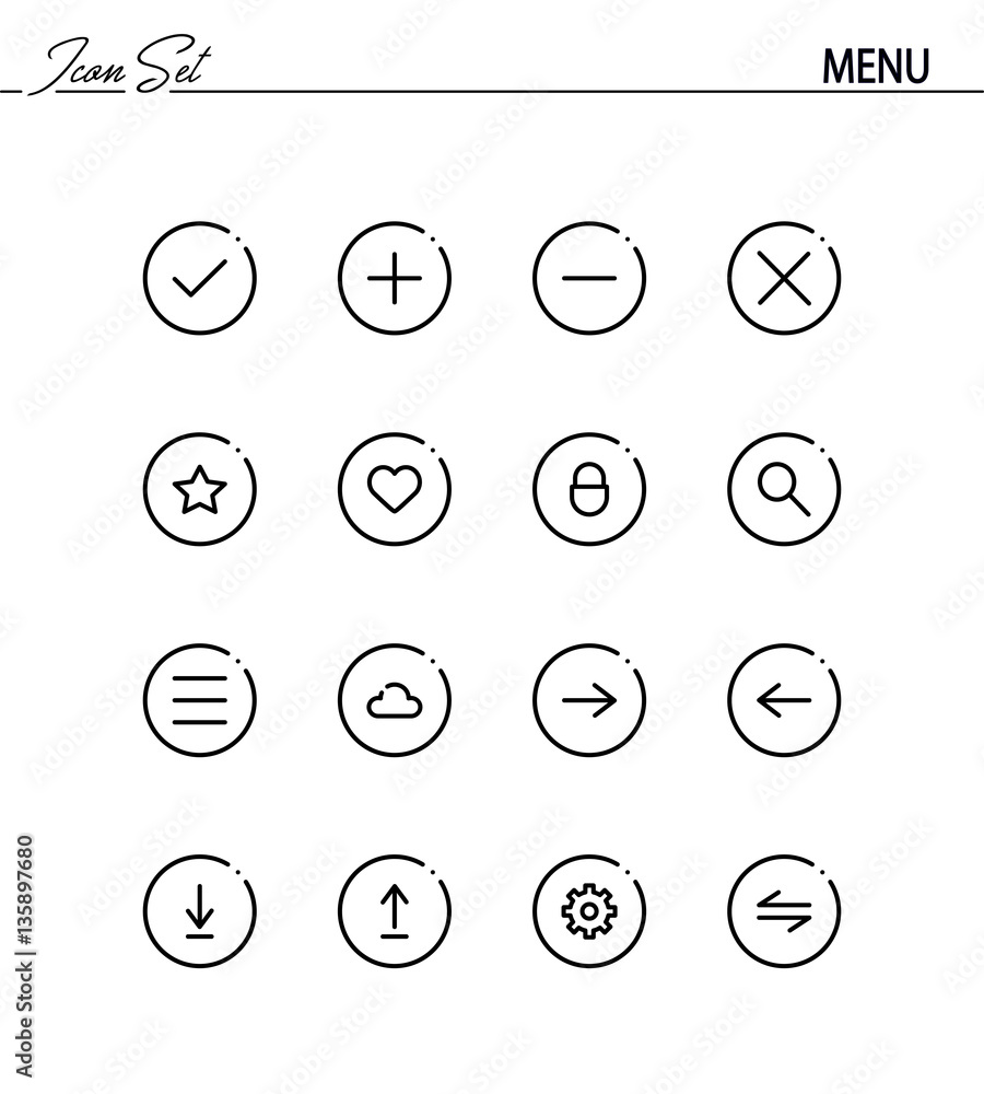 Menu icon set Stock Vector | Adobe Stock