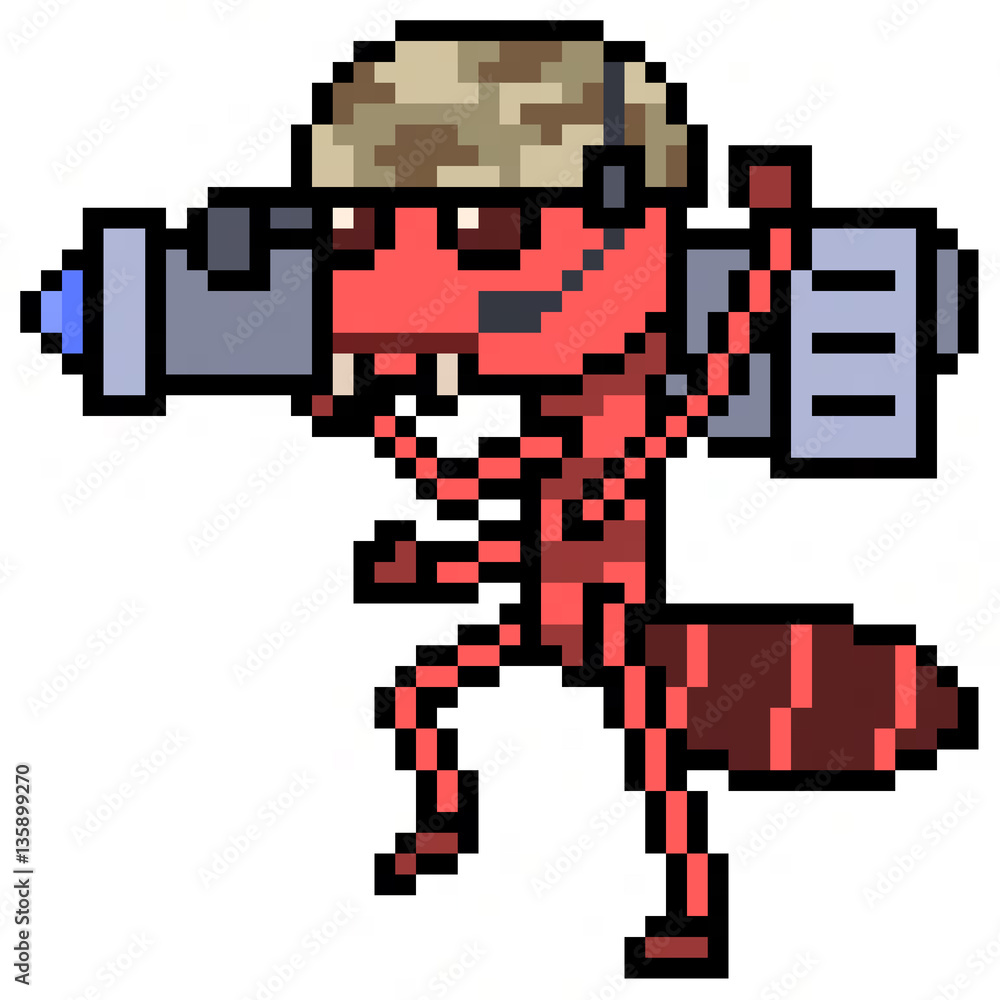 pixel art ant bazooka Stock Illustration | Adobe Stock