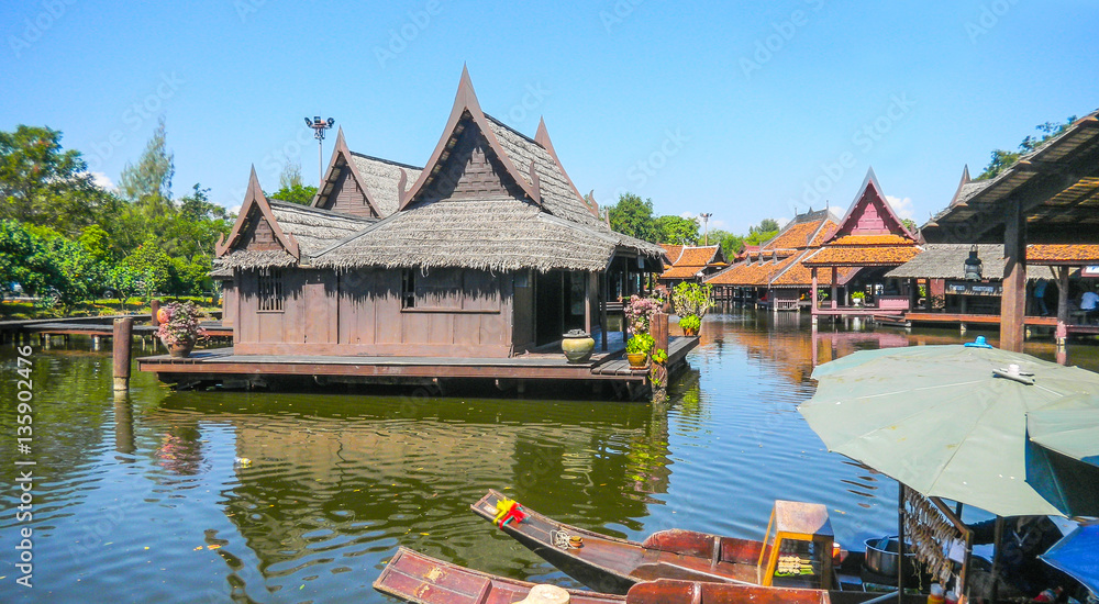 Floating market in Ancient Siam , Samut Prakan, Thailand Stock Photo ...