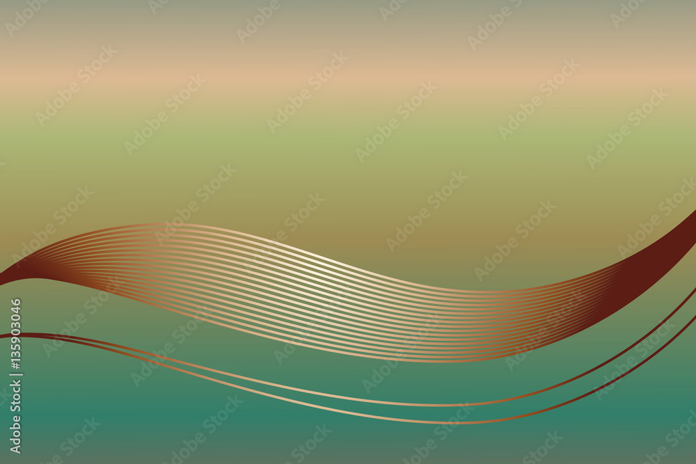 Gradient blue green background with gold wave Stock Vector | Adobe Stock