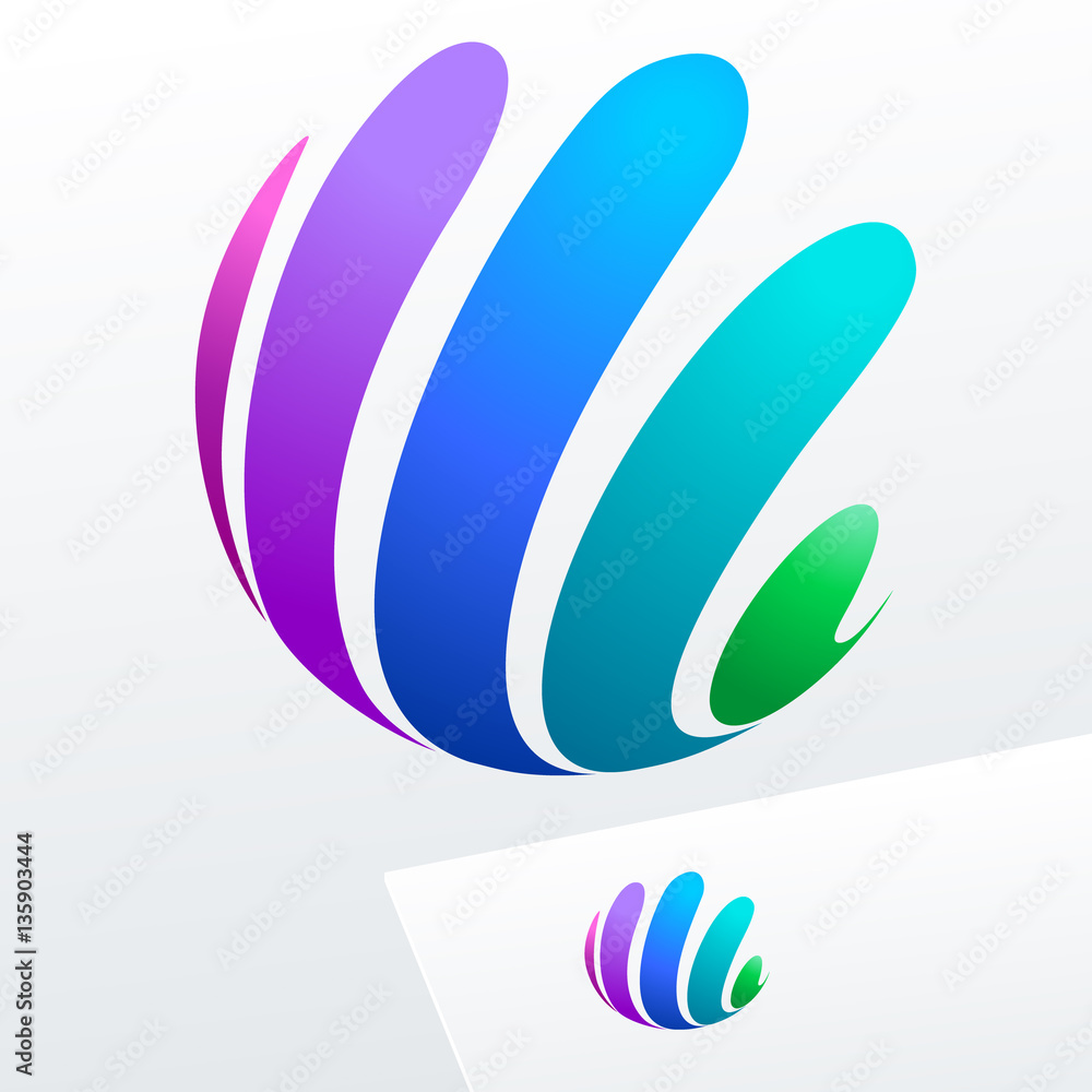 Vector colorful sign in sphere shape. Logo for Business, Technology ...