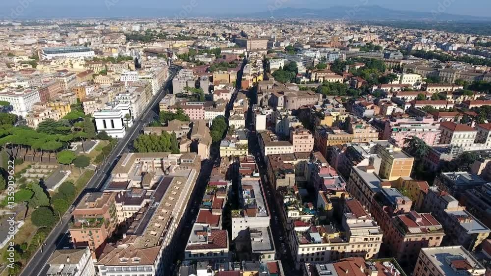 Vidéo Stock Aerial bird view Rome flying low altitude above Rome houses ...