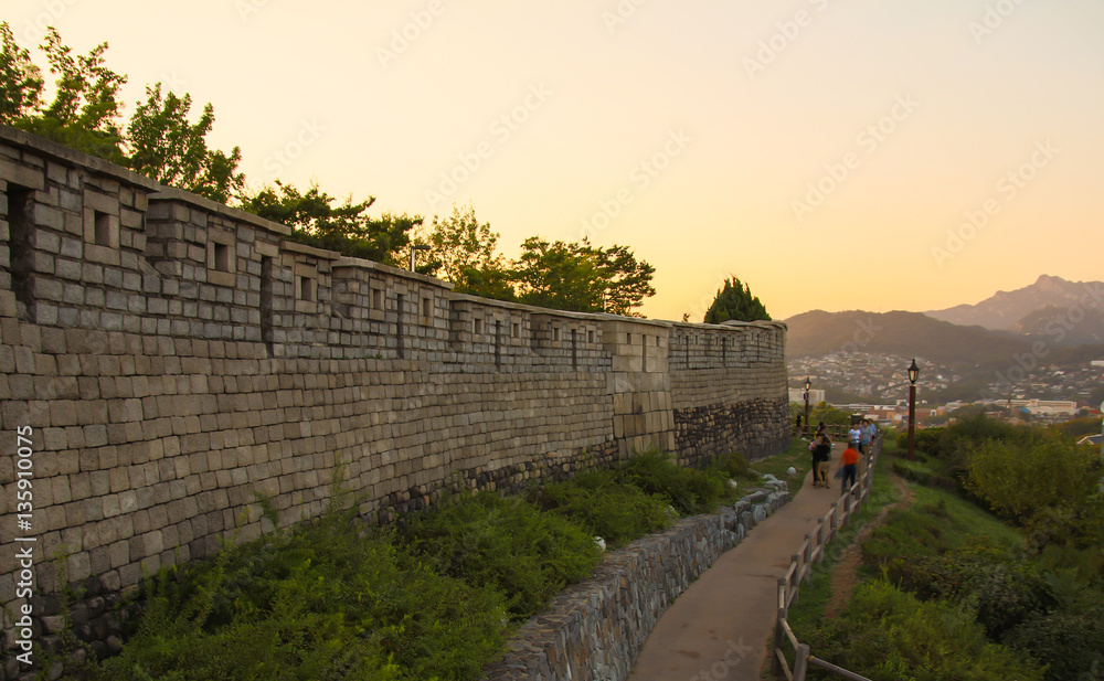 Hanyangdoseong, a fortress wall in Seoul city in Korea. Stock Photo ...