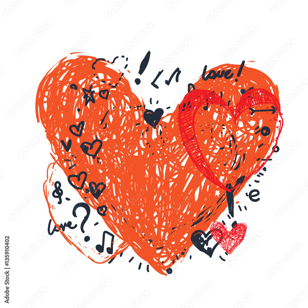 Heart vector drawing Stock Vector | Adobe Stock