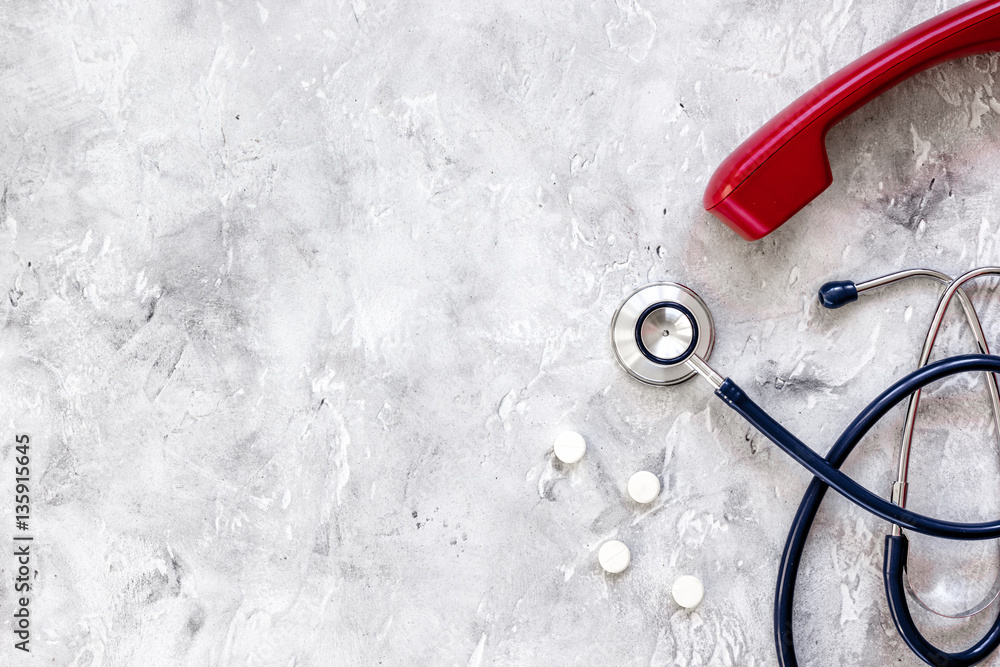 concept calling doctor to home check up top view Stock Photo | Adobe Stock