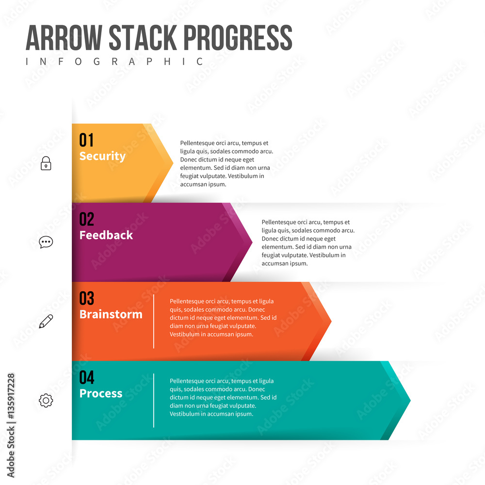 Arrow Stack Progress Infographic Stock Vector | Adobe Stock