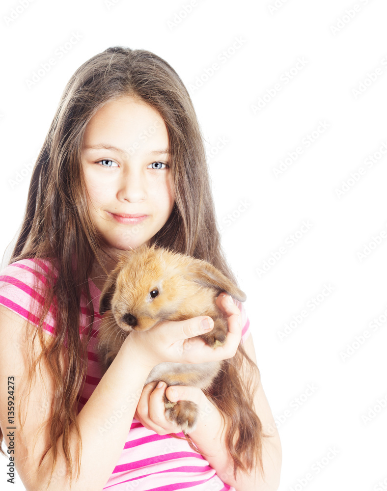 child hugging rabbit Stock Photo | Adobe Stock