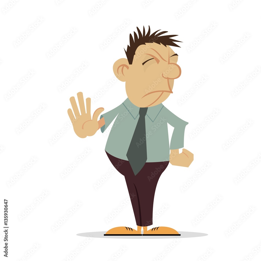 the man waved his hand. does a stop sign. disagreement. vector ...