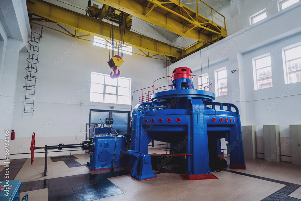 Turbine generators. Hydroelectric power plant. Stock Photo | Adobe Stock