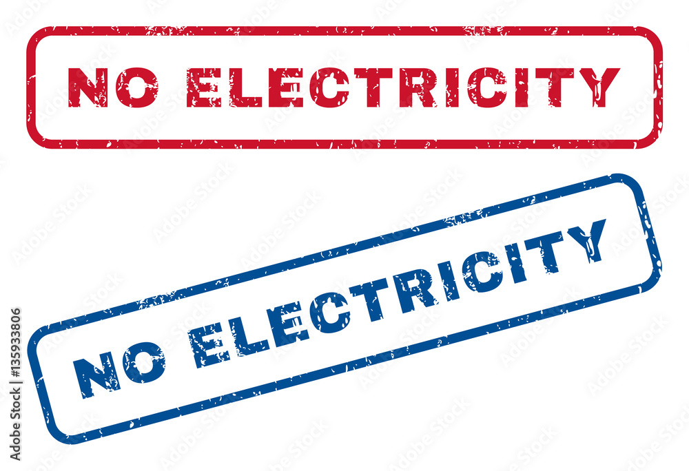 No Electricity text rubber seal stamp watermarks. Vector style is blue ...