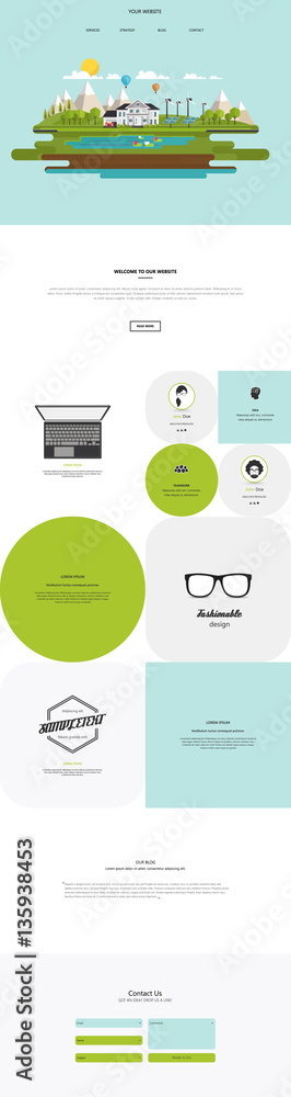 One Page Website Design Template in Professional Vector Design, Stock ...