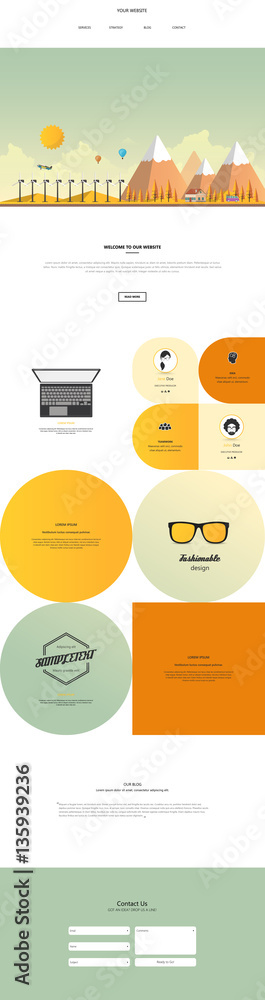One Page Website Design Template in Professional Vector Design, Stock ...