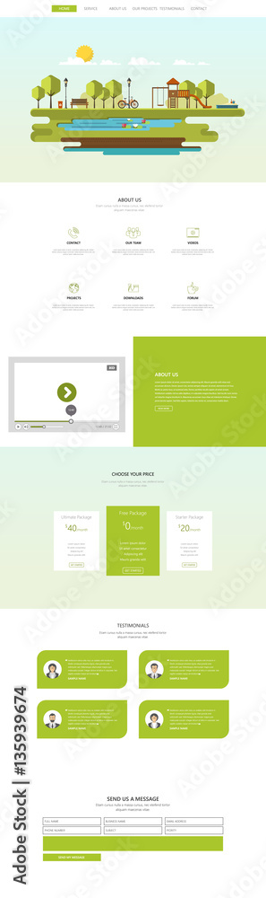 Green One Page Website Design Template in Professional Vector Design ...