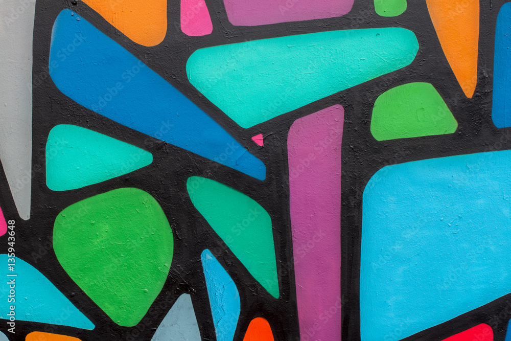 Abstract beautiful street art colorful graffiti style closeup. Modern ...