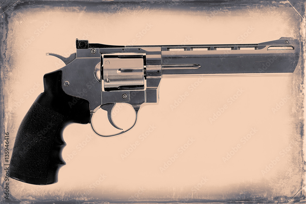 Vintage drum revolver on a white background Stock Photo | Adobe Stock