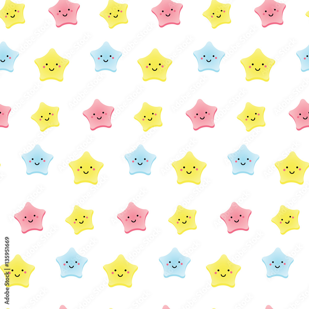 Cute kawaii stars. Background for kids, babies and children design with ...
