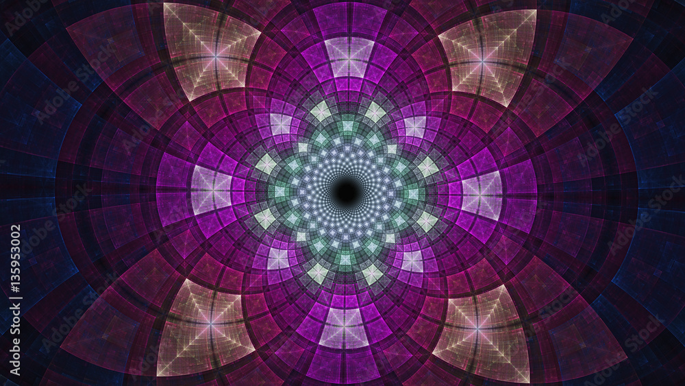 Geometric patterns. Colored figures. 3D surreal illustration. Sacred ...