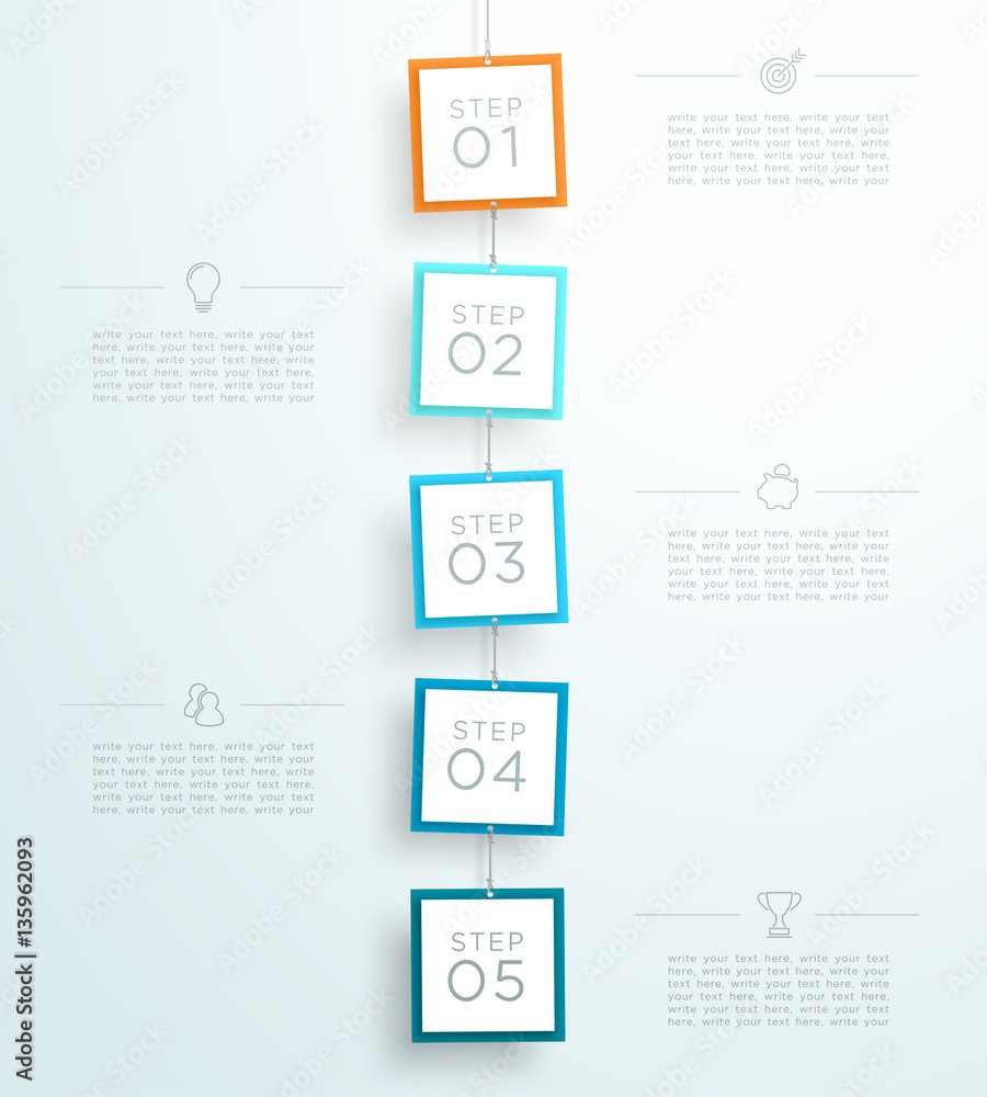 Infographic 5 Steps In 3d Hanging Signs Template A Stock Vector | Adobe ...