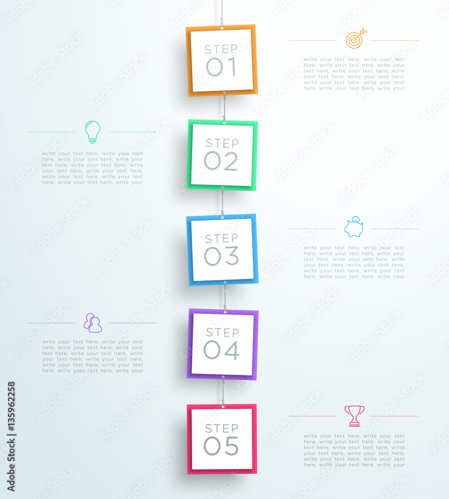 Infographic 5 Steps In 3d Hanging Signs Template C Stock Vector | Adobe ...