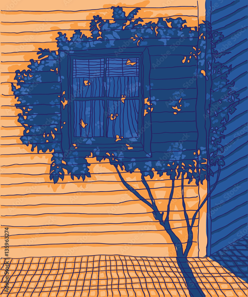 Hand drawn vector exterior colorful art sketch design. Building with ...