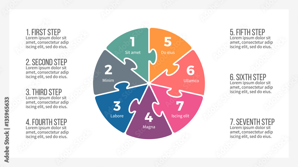 Pie chart. Presentation template with 7 steps, options. Stock Vector ...