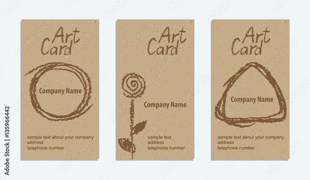 Set of vintage handmade cards with hand drawing textures. Hand drawing ...