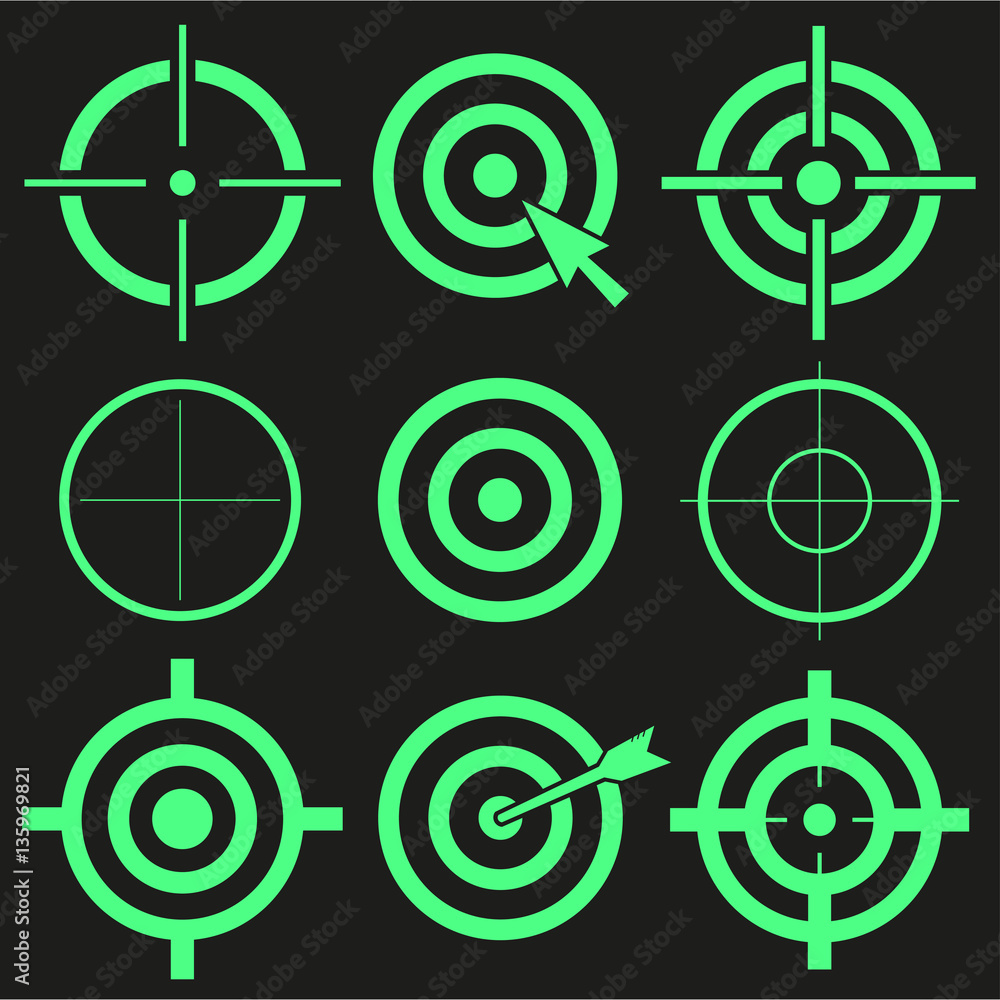 Target set icons sight sniper symbol isolated, crosshair and aim vector ...