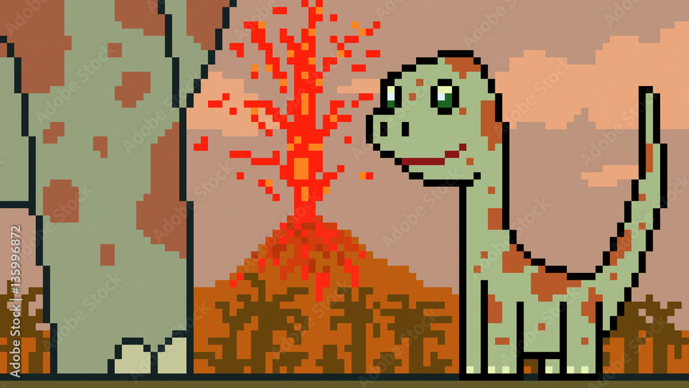 pixel art jurassic Stock Illustration | Adobe Stock