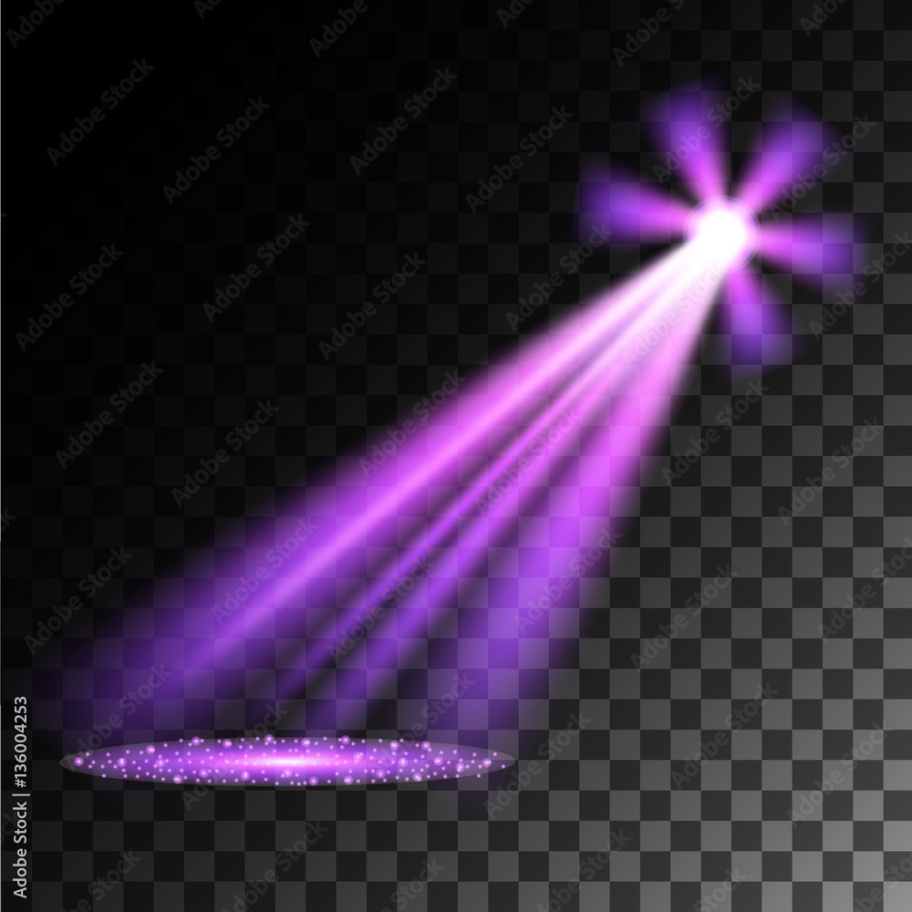 Purple spotlights. Scene. Light Effects. Vector illustration Stock ...