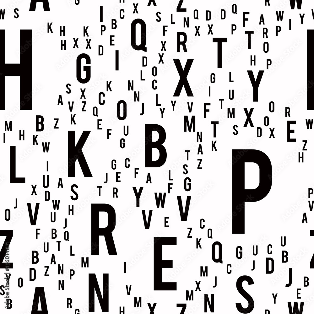 Vector seamless pattern with letters of the alphabet in random order ...