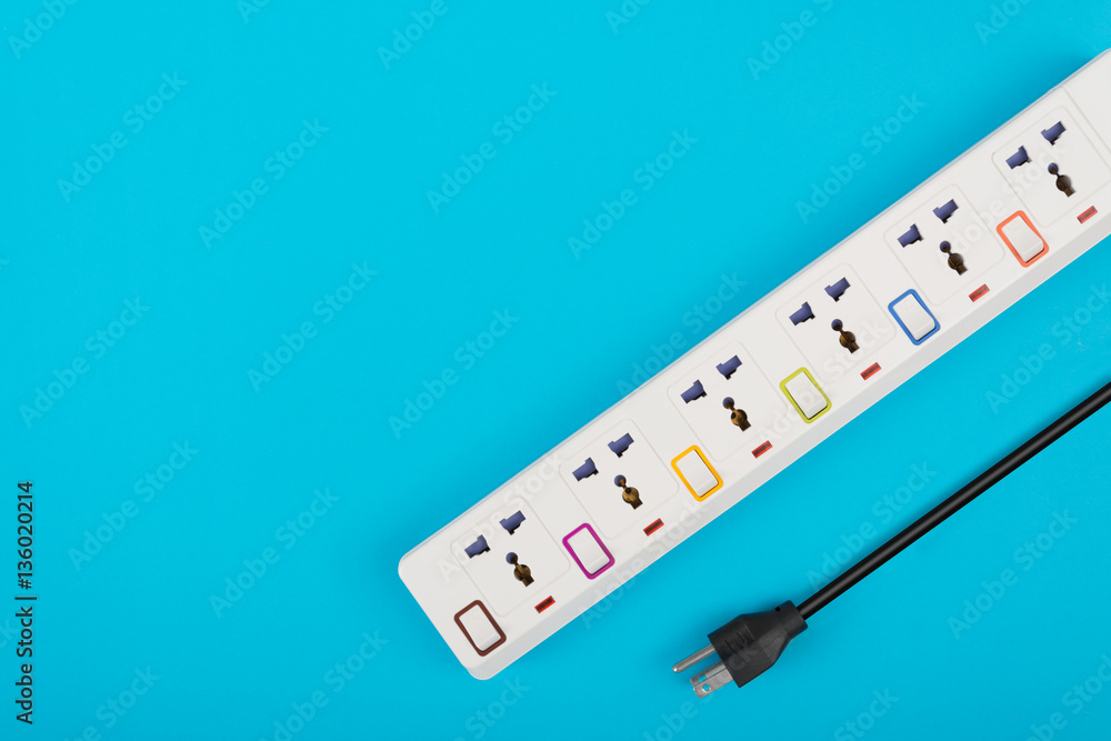 Electrical power strip or extension block and empty outlet tap with ...